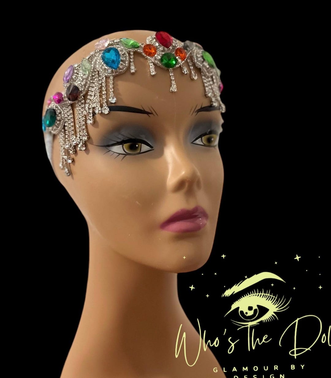 1920s Inspired Multicolor Crystal Headpiece, Gatsby Chain Headband ...