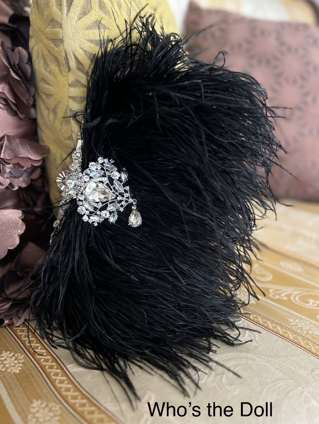Ebony Black Ostrich Feather Handbag, Gatsby Clutch, Art Deco Wedding ...