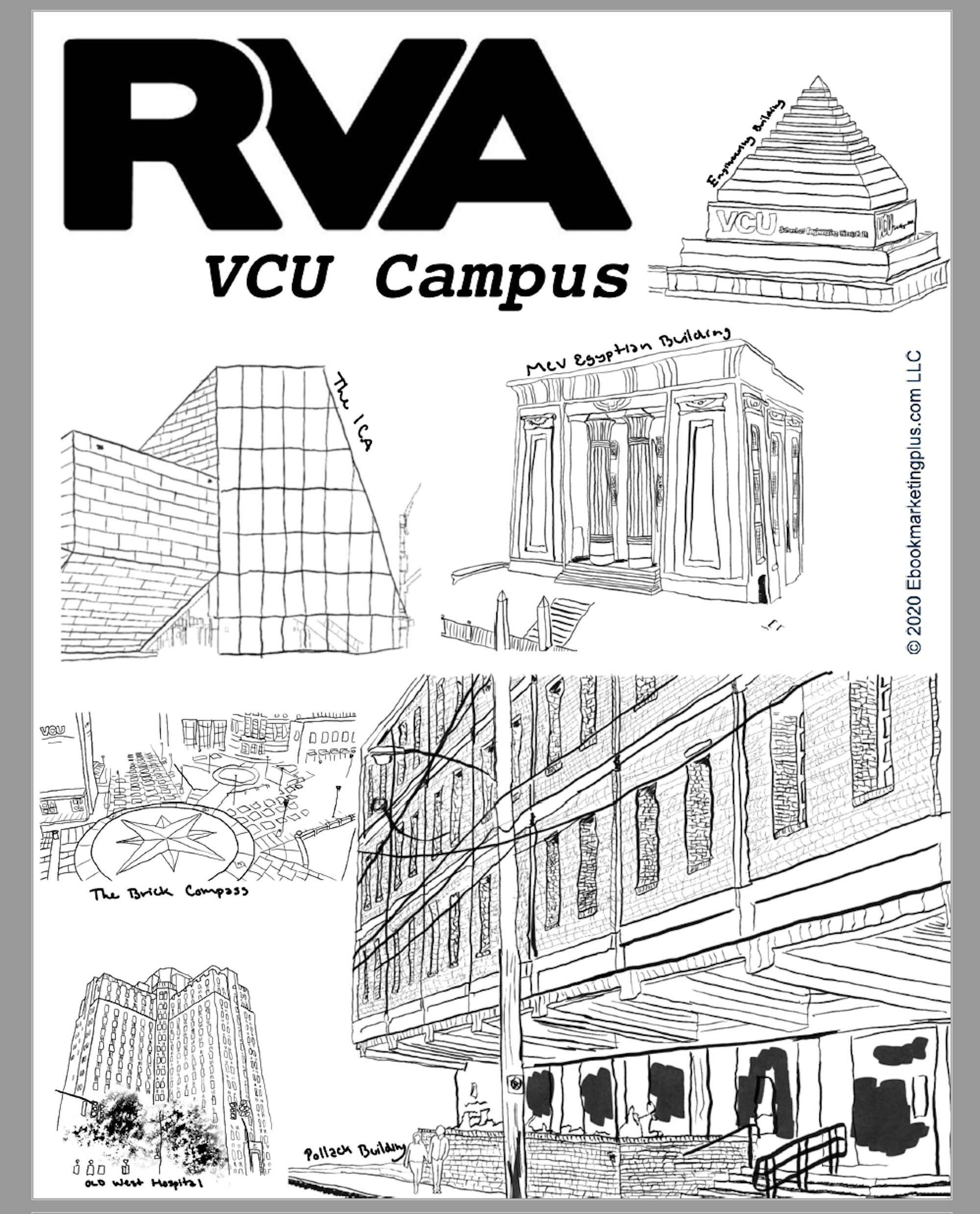 4 Page Set of Richmond, Virginia Coloring Pages for Children and Adults ...