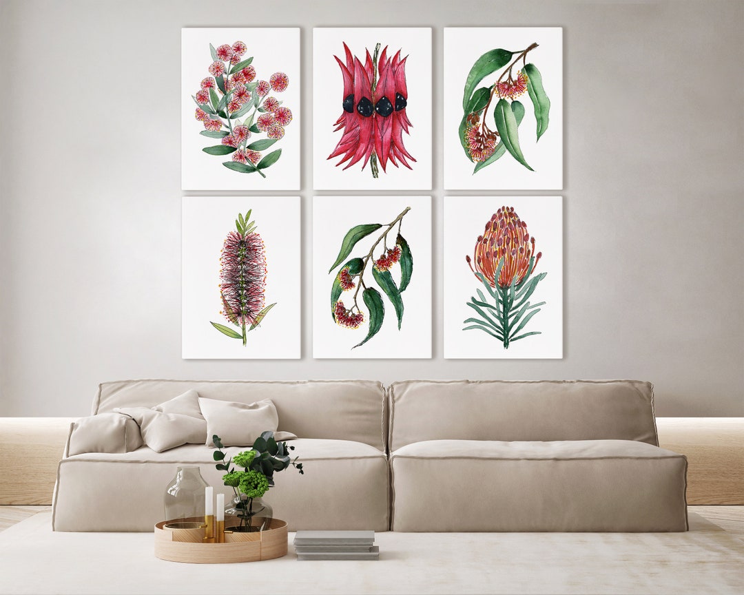 6 Set of Australian Native Flower Prints Watercolour Canvas Print ...