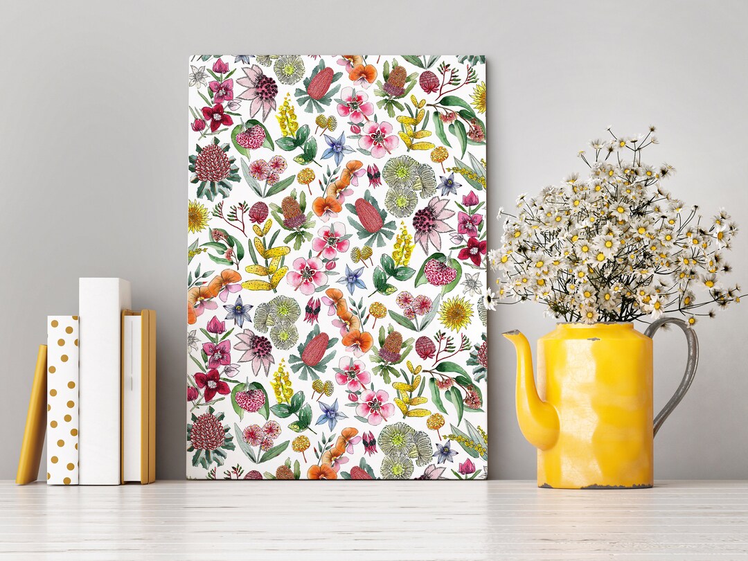 Australian Native Floral Wallpaper Canvas Print Stretched and Mounted ...