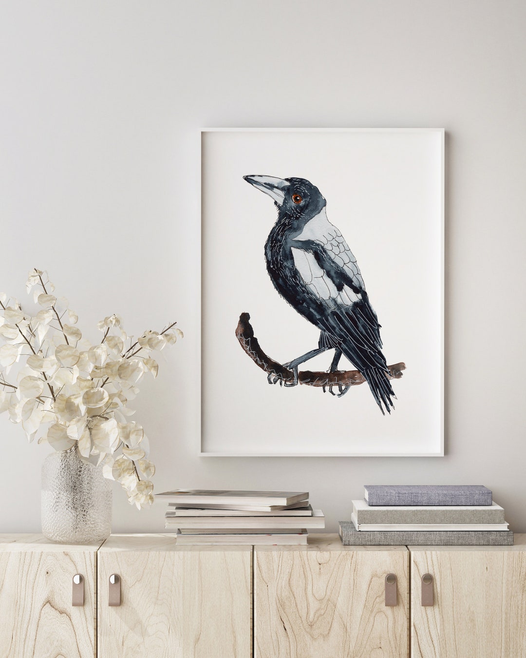 Australian Magpie Native Bird of Australia Wall Prints, Fauna Art, Bird ...