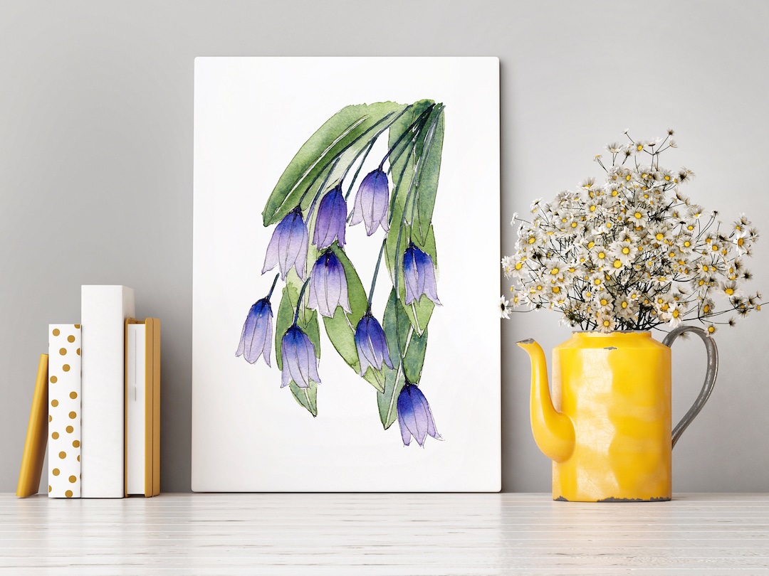 Bluebells Australian Native Flower Watercolour Canvas Print Stretched ...