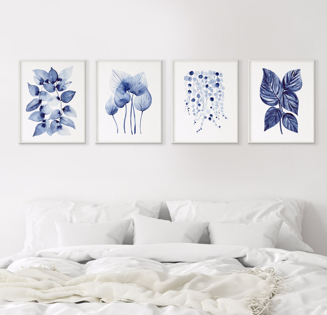 Hamptons Style Blue Wall Art Decor From Original Watercolour Paintings ...