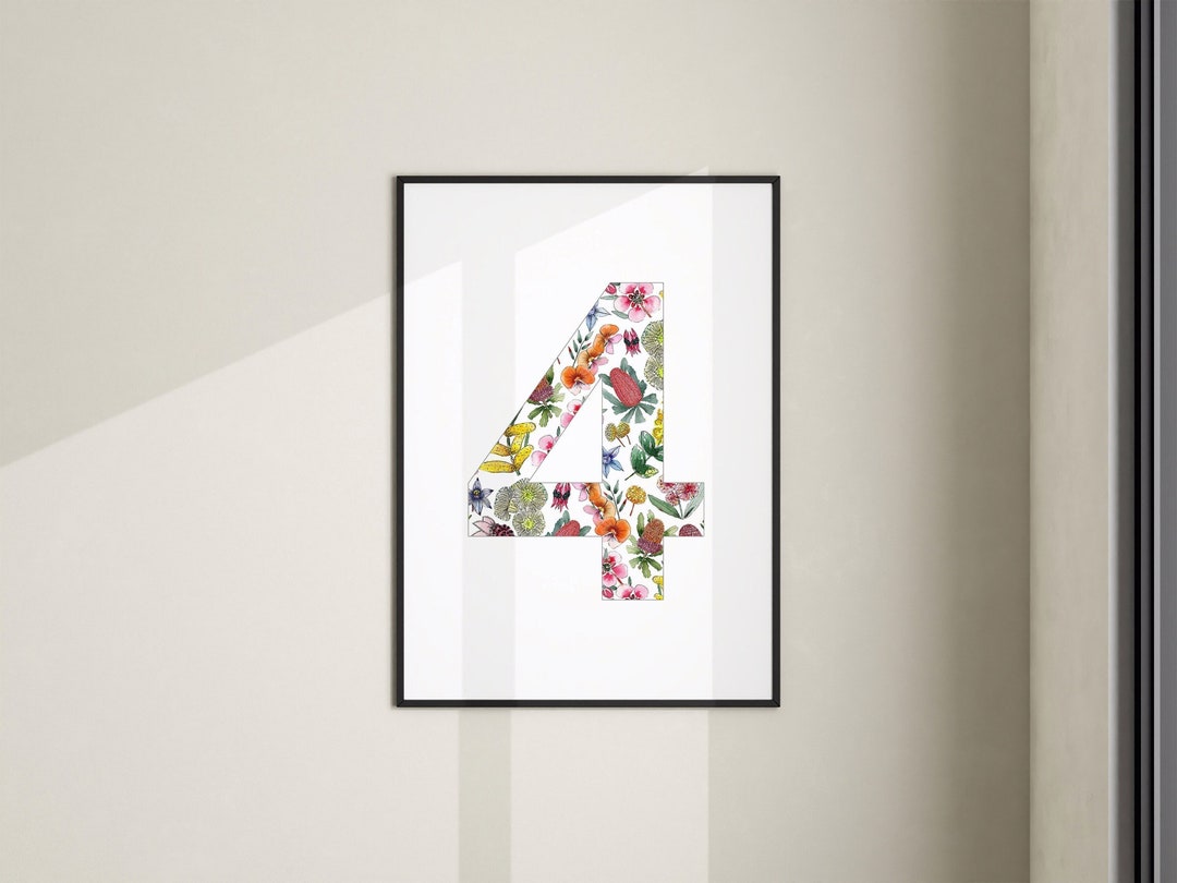 Custom Number Australian Native Floral Watercolour Wall Art Gift for ...