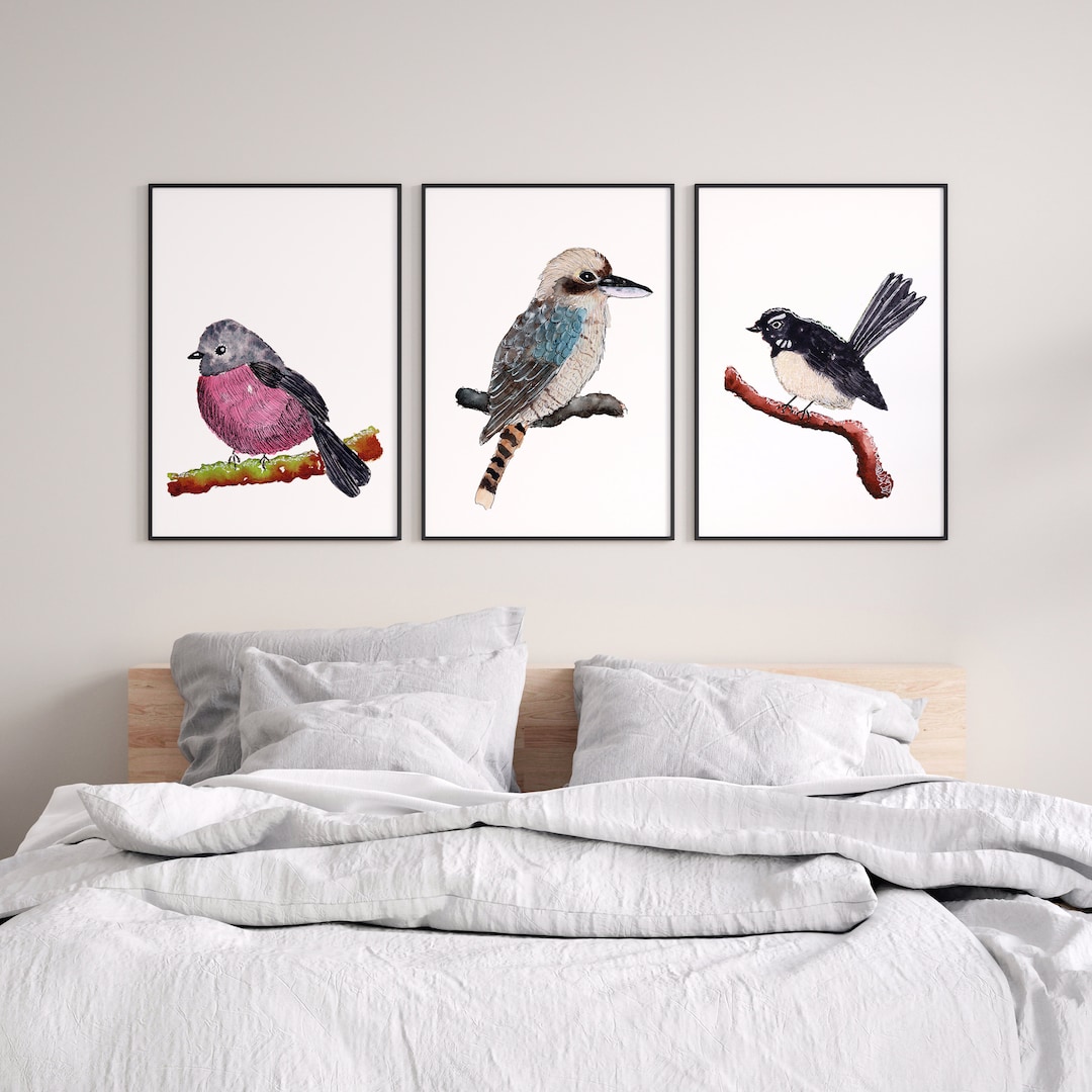 Set of 3 Native Birds of Australia Watercolour Art Prints Bird Home ...