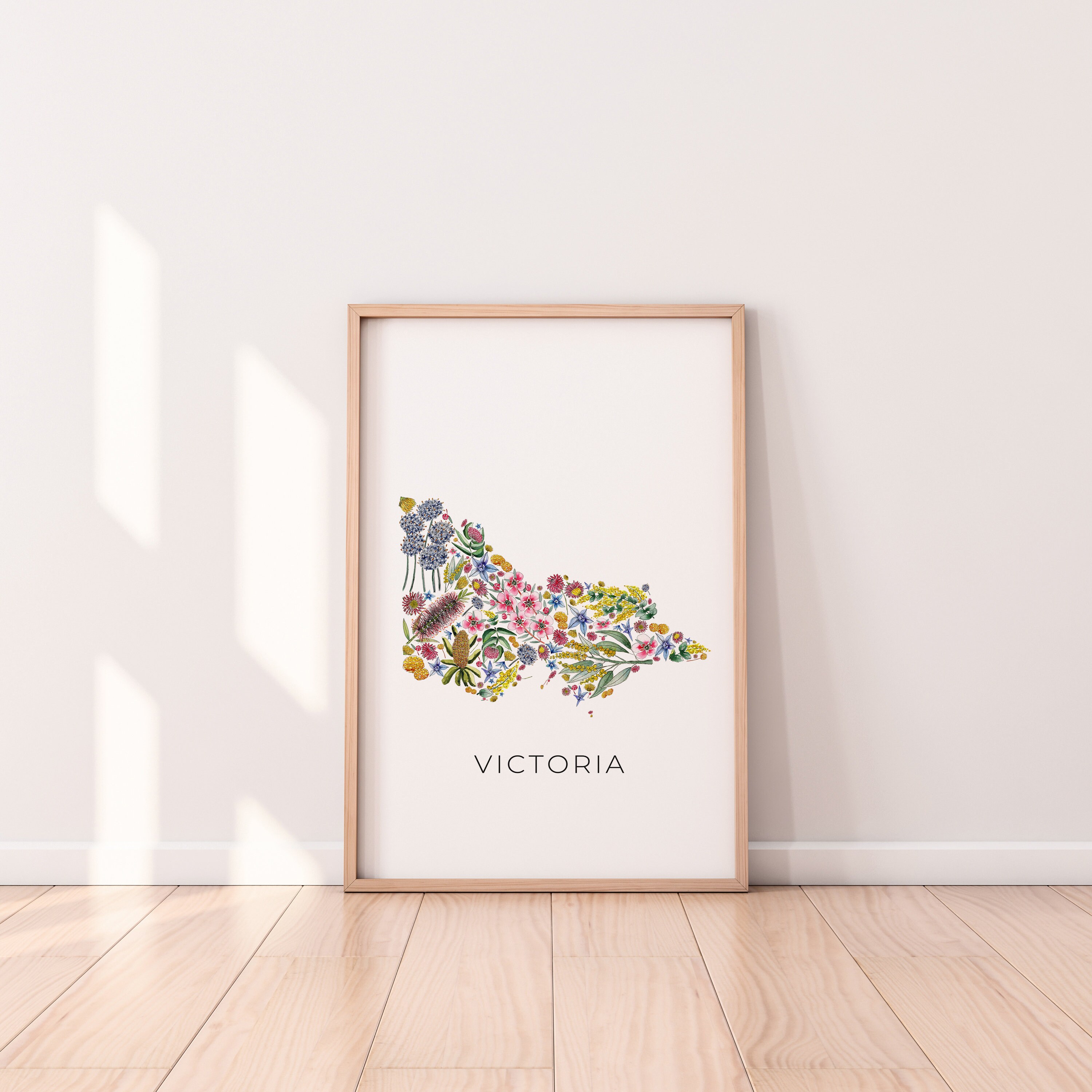 Victoria Floral Map, Blooms of Australia, Botanical Artwork, Home ...