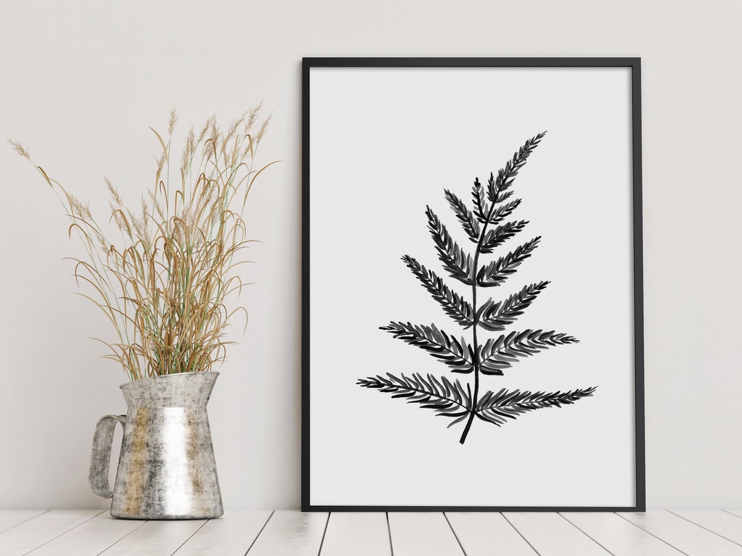 Silver Fern Black and White Wall Art Print Leaf and Tree Art Monochrome ...