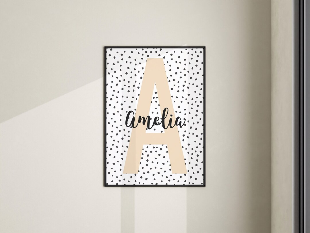 Printable Baby Name Initial Print, Nursery Art Decor, Personalized Baby ...
