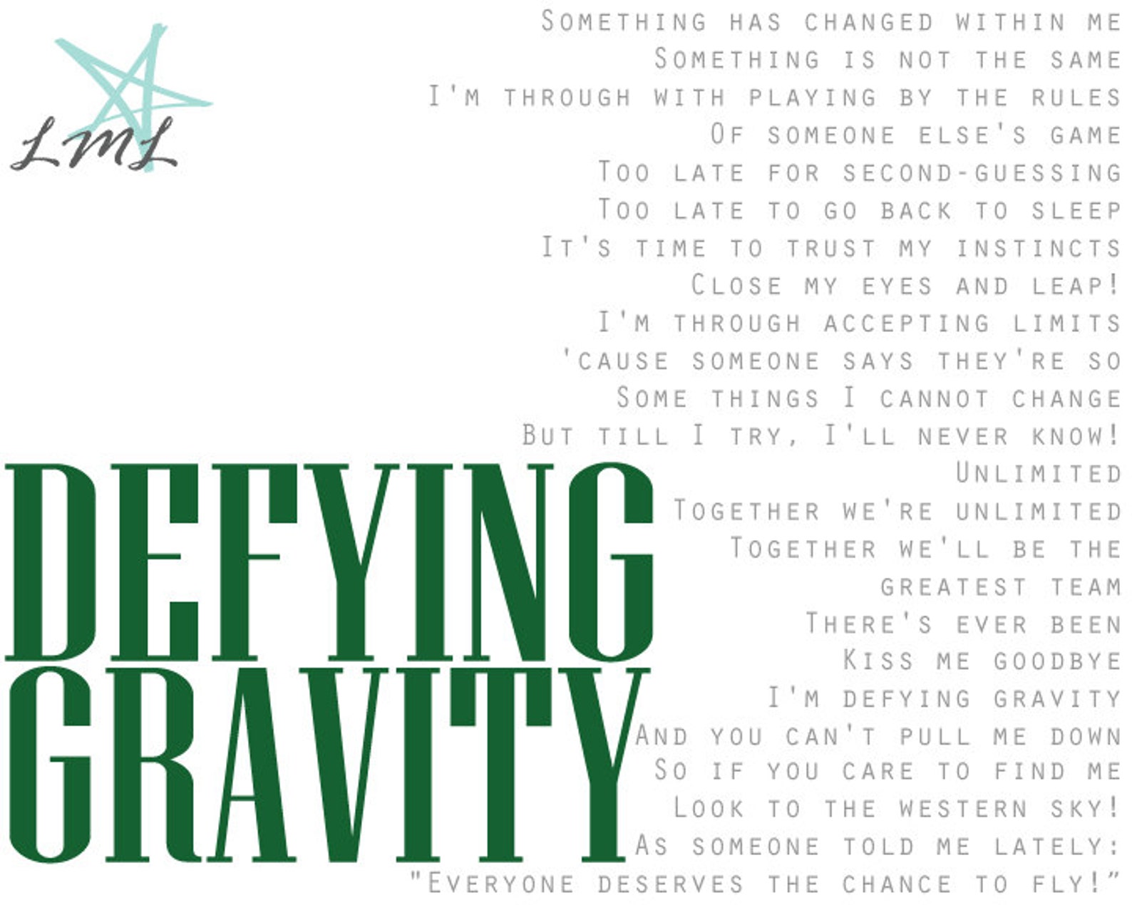 Defying Gravity Wicked Song Lyrics Wall Art Poster Digital | Etsy Defying Gravity Wicked Song Lyrics Wall Art Poster Digital | Etsy
