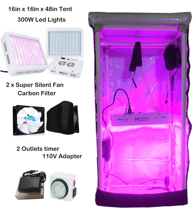 600W Led Reflective Hydroponics Nice Grow Box Tent 16x16x48 Full Set - Etsy