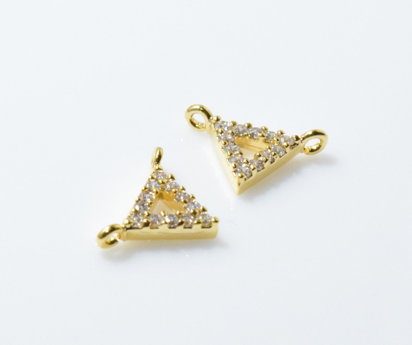 Cubic Triangle Connector . Triangle Pendant . Cubic Zirconia . - Etsy