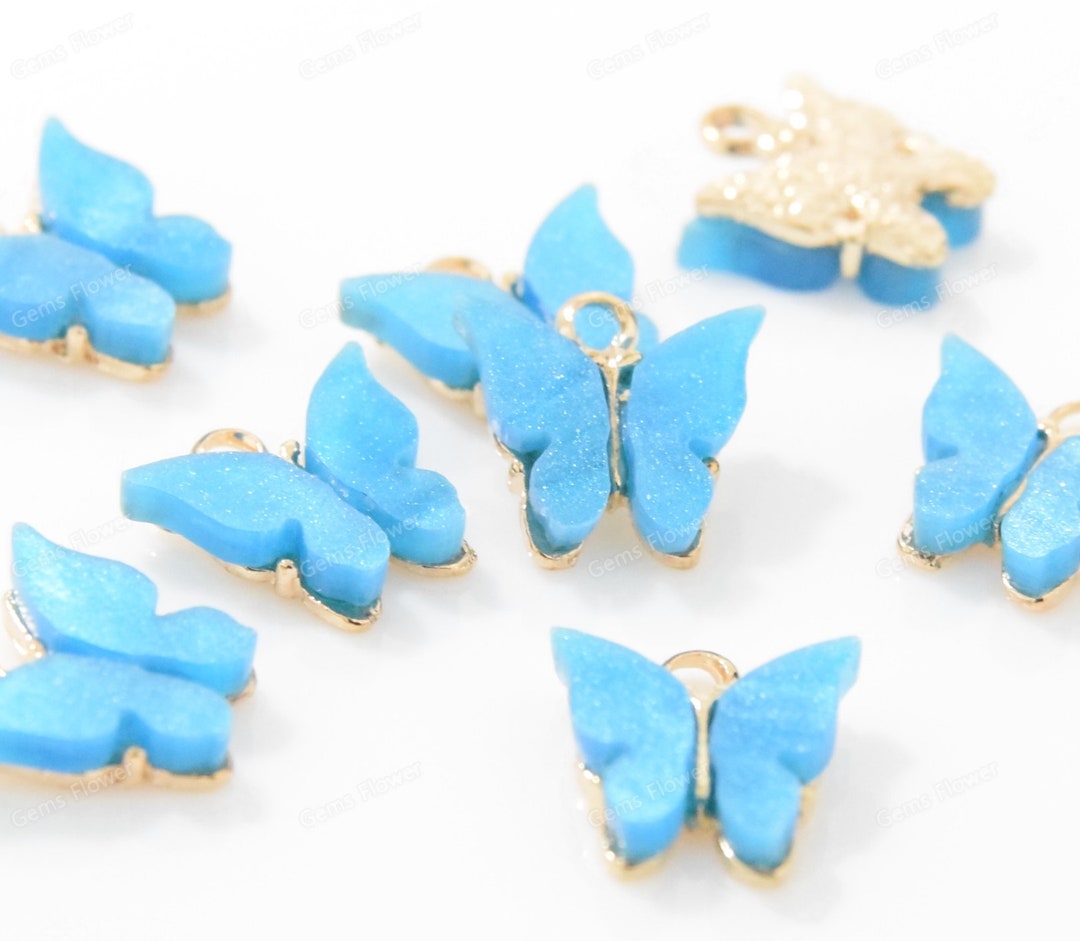 Pearl Ocean Blue Butterfly Acrylic Pendant . Acrylic Butterfly Charm ...