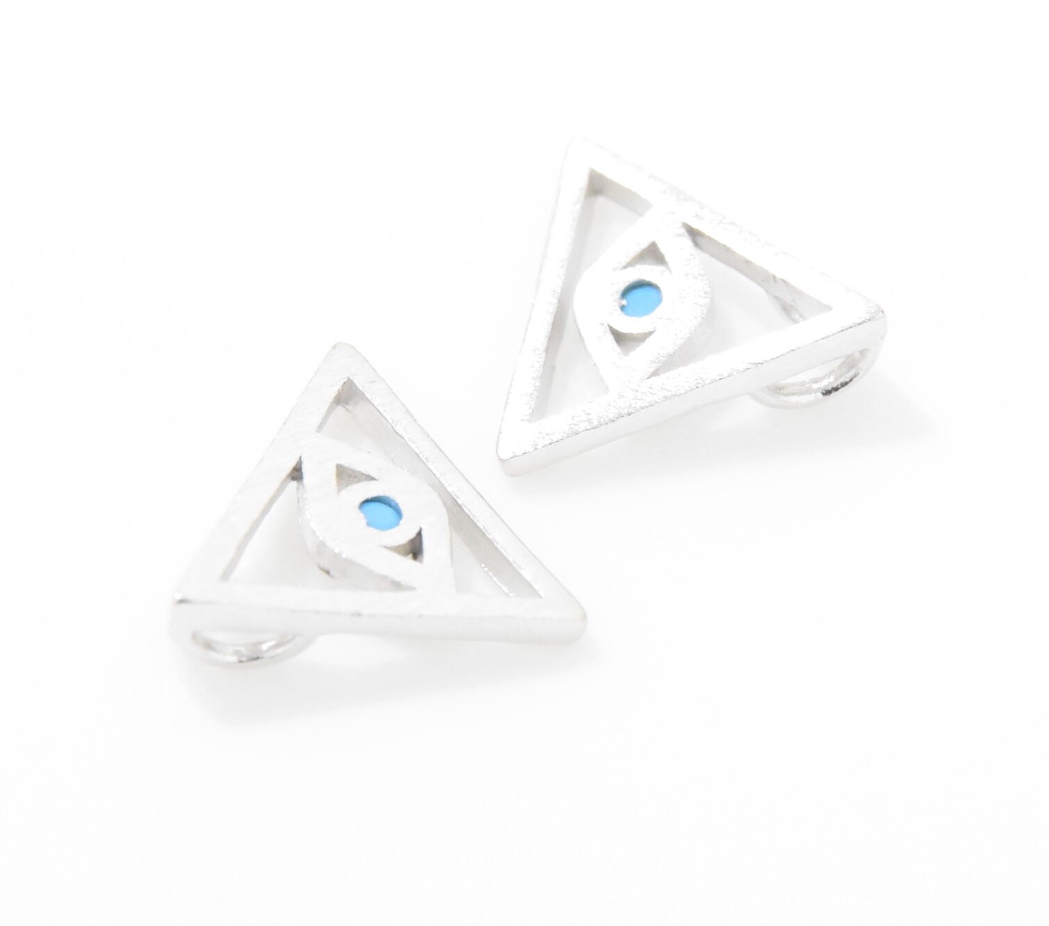 Turquoise Evil Eye Pendant . Triangle Evil Eye Charm . Evil Eye Beads ...