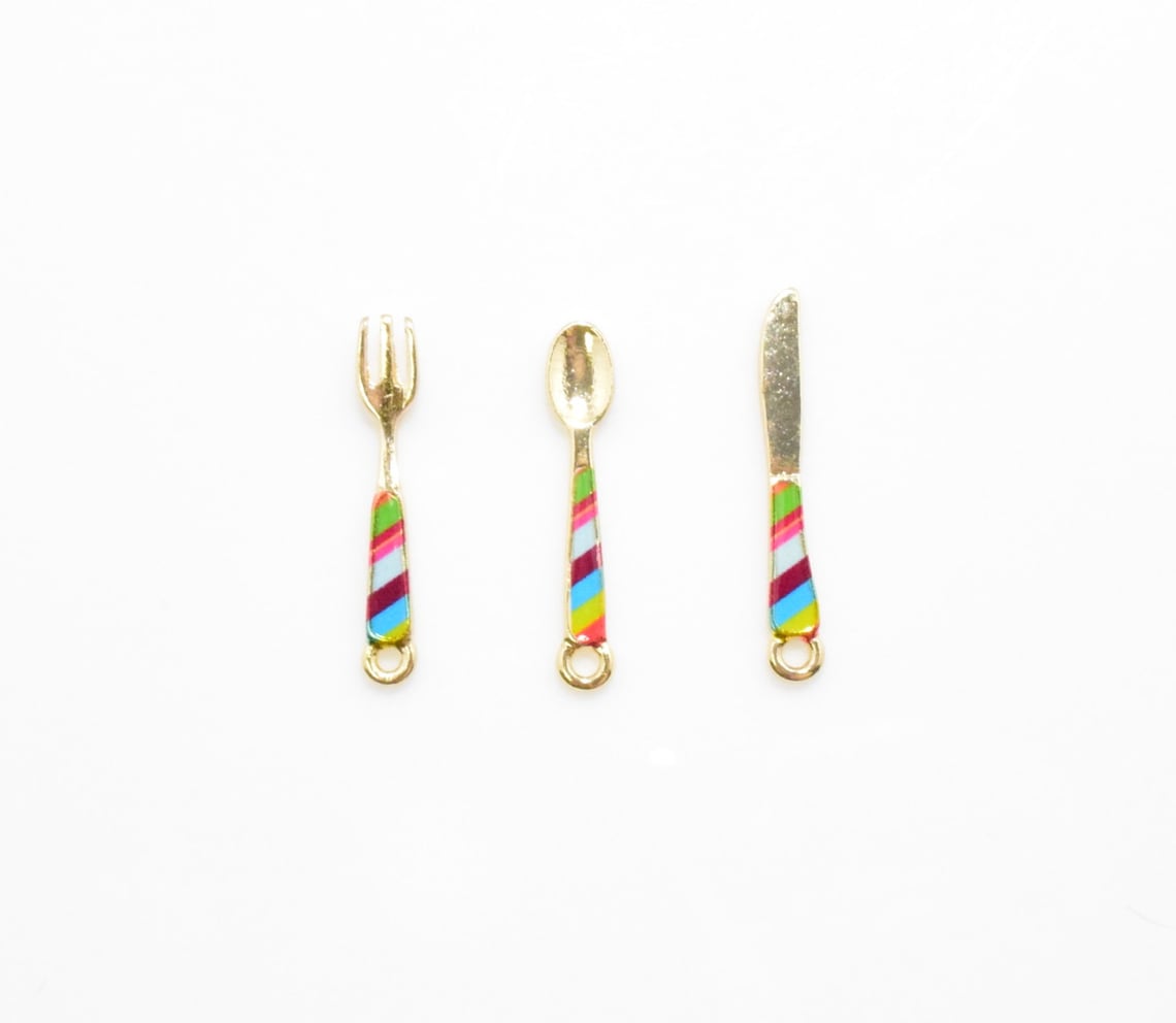 Tiny Cutlery Pendant . Fork Knife & Spoon Pendant . Cutlery | Etsy