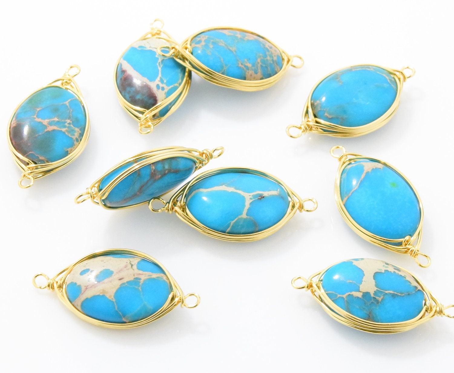 Blue Jasper Pendant . Blue Jasper Connector . Blue Jasper Bead | Etsy