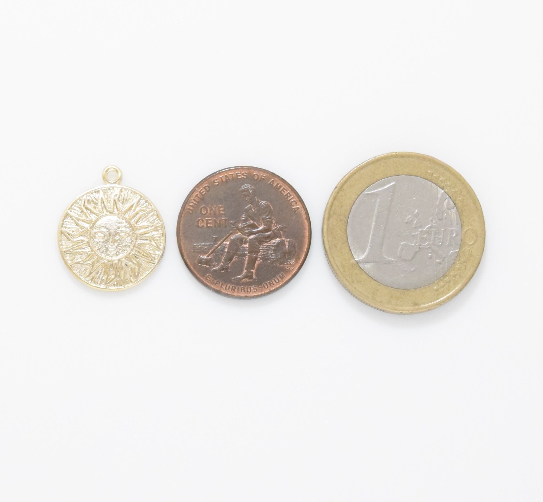 Sun Coin Pendant . Sun Coin Charm . Sun Coin Bead . Coin - Etsy