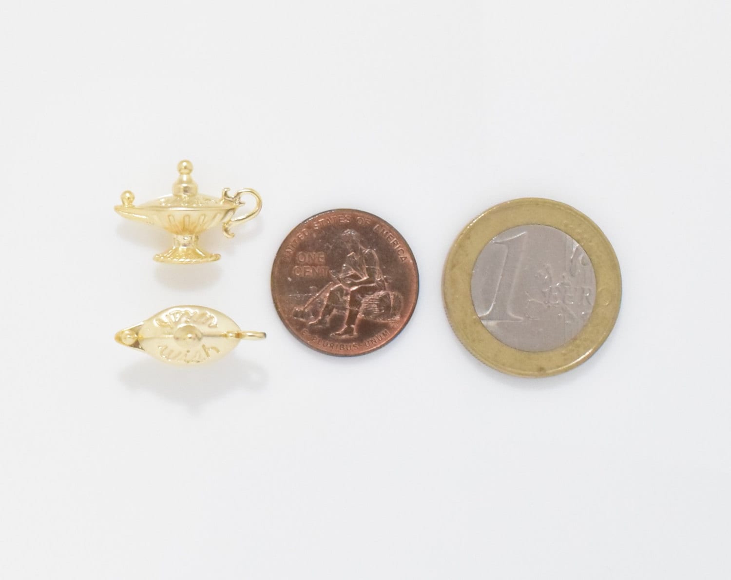 Magic Lamp Pendant . Magic Lamp Charm . Wish Pendant . Wish Charm . 16K ...