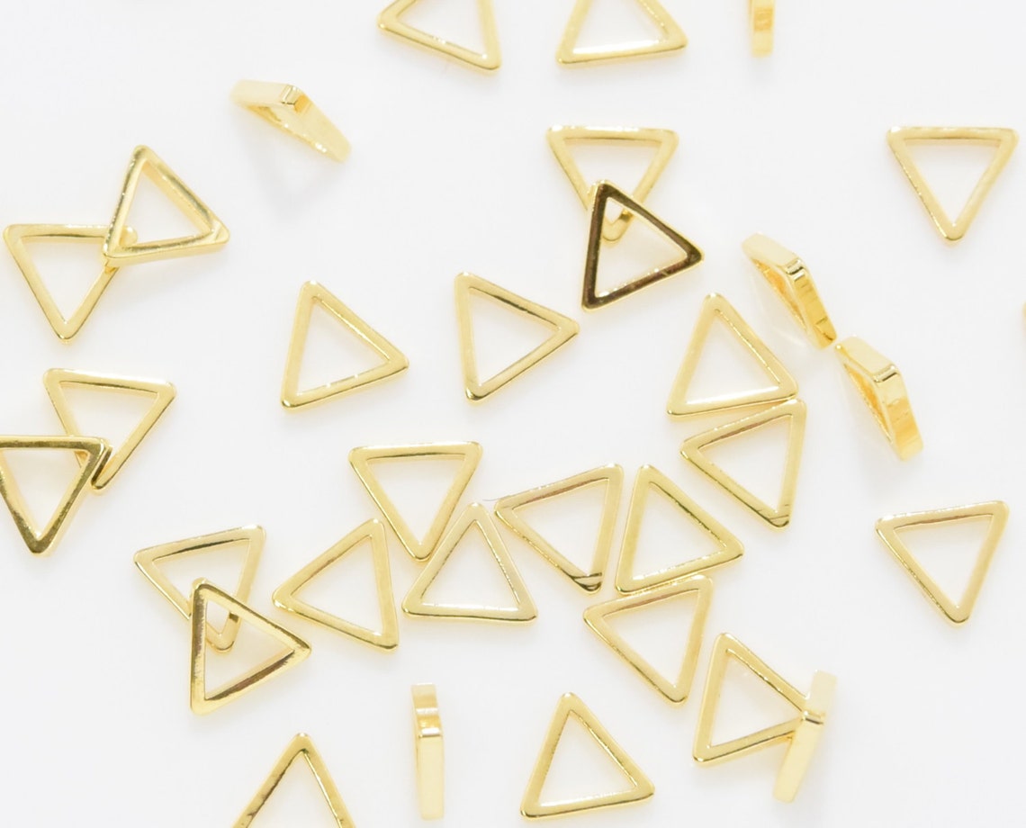 6MM Triangle Pendant . Tiny Triangle Bead . Tiny Triangle Charm . 16K ...