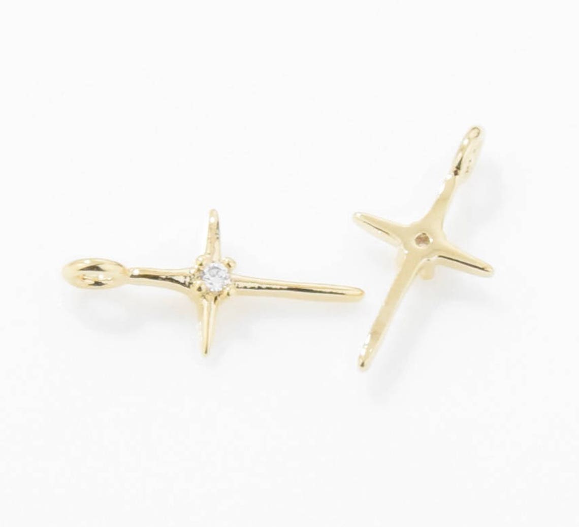 Cubic Cross Pendant . Cubic Cross Charm . Cubic Cross Beads . Wedding ...