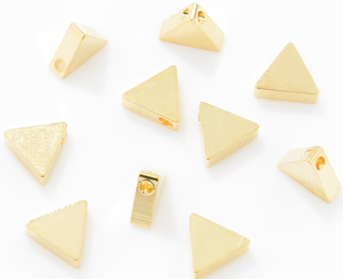 Triangle Brass Bead . Triangle Bead . Triangle Charm . 16K | Etsy