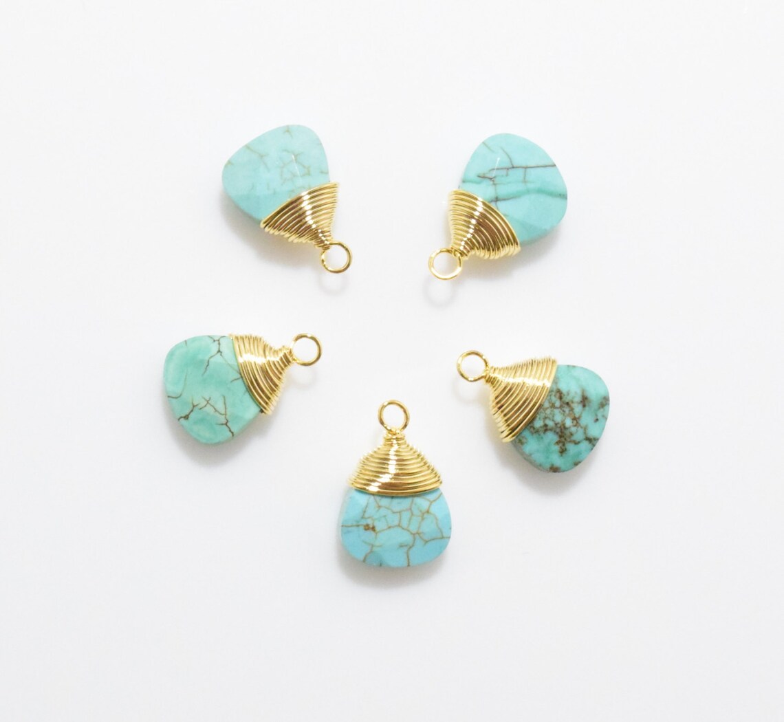 Tiny Turquoise Pendant . Turquoise Charm . Turquoise Gemstone - Etsy