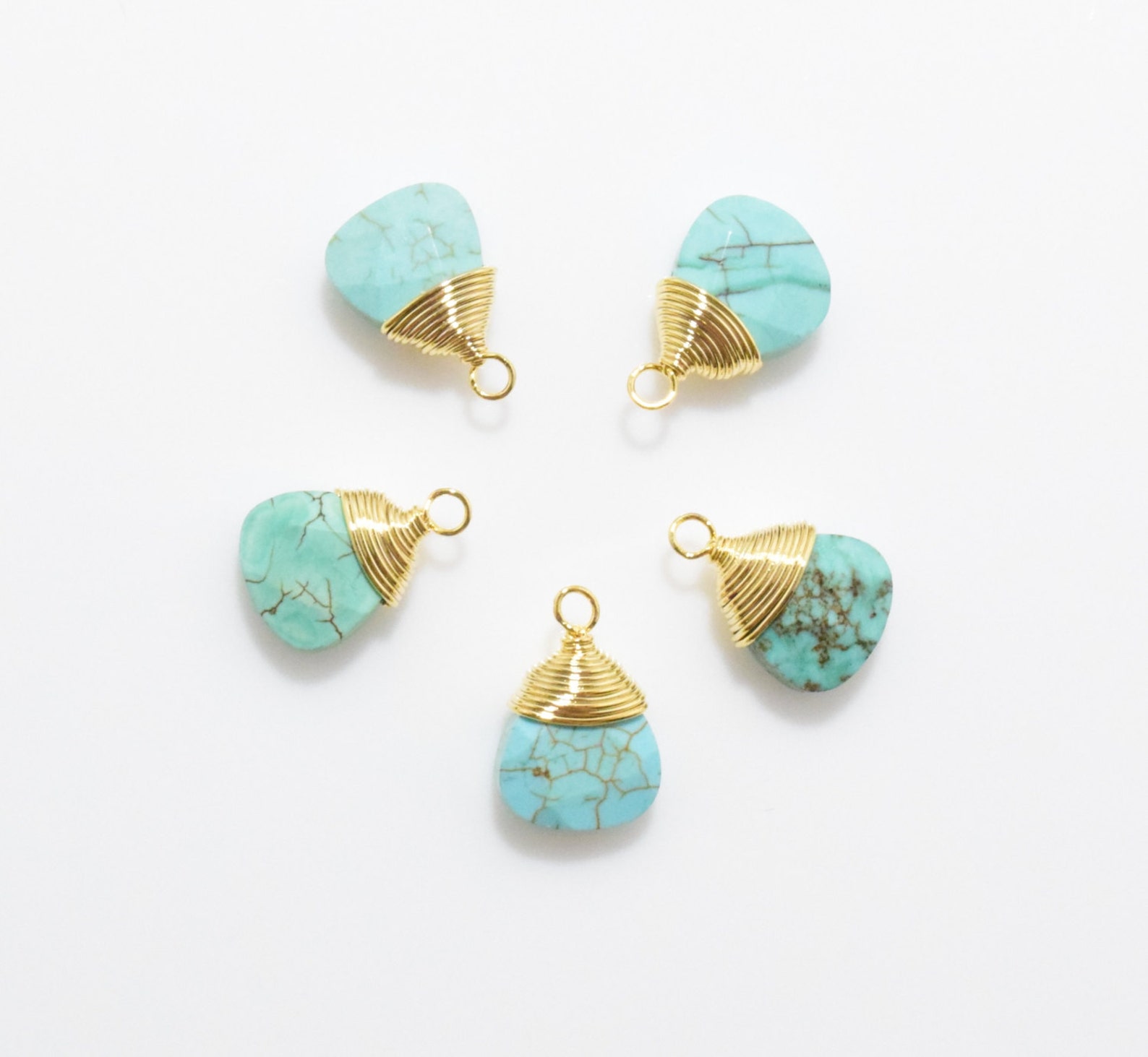 Tiny Turquoise Pendant . Turquoise Charm . Turquoise Gemstone . 16K ...