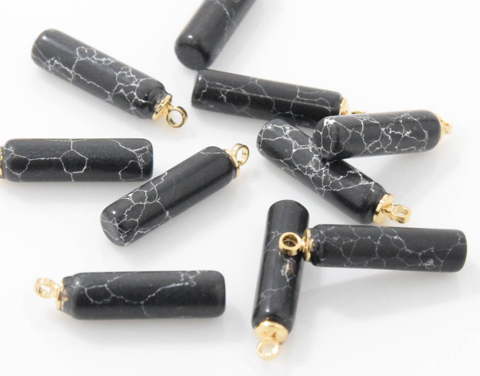 Black Howlite Bar Pendant . Turquoise Bar Pendant . Howlite | Etsy