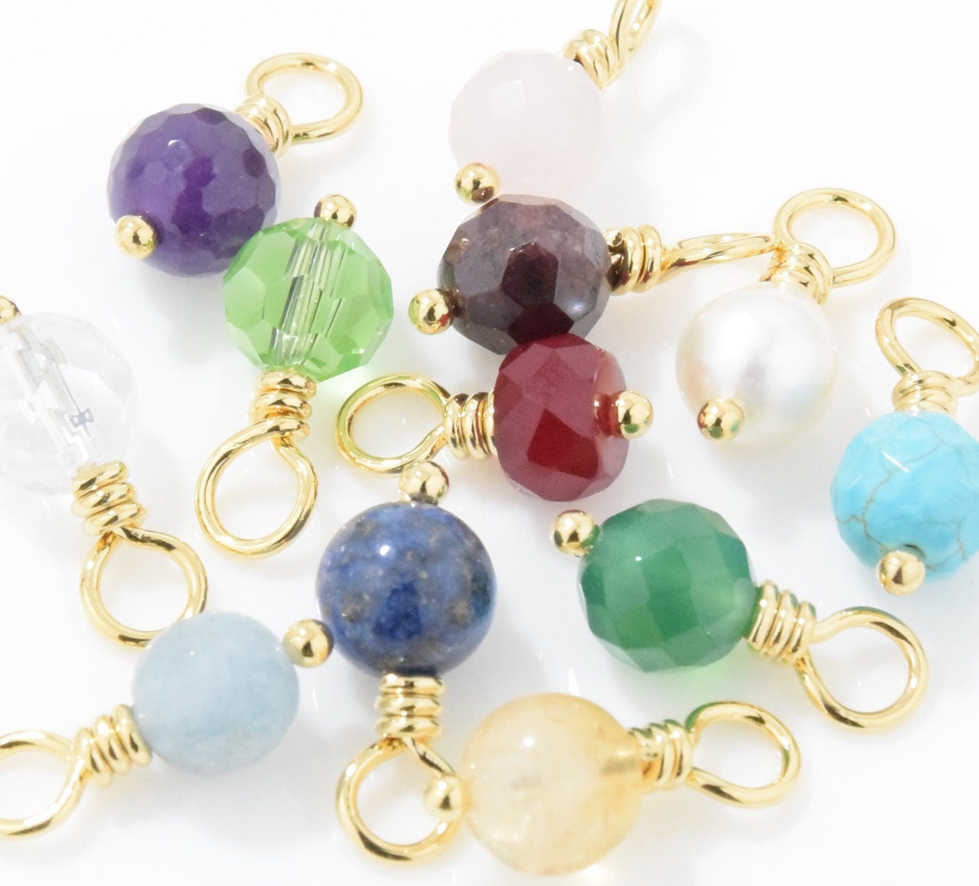 Birthstone Pendant . Birthstone Charm . Birthstones Beads . 16K ...