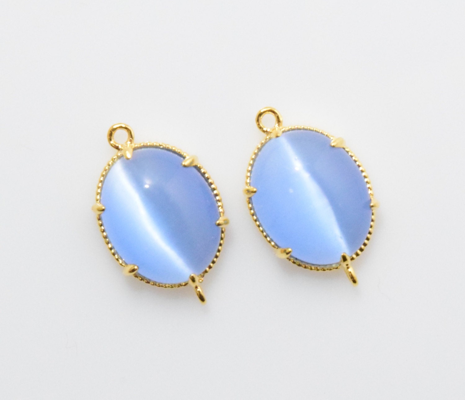 Ice Blue Cats Eye Glass Connector Pendant. Jewelry Craft | Etsy