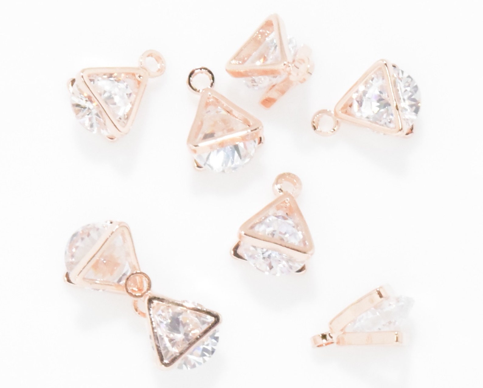 Cubic Triangle Pendant . Tiny Triangle Charm . Cubic Zirconia | Etsy