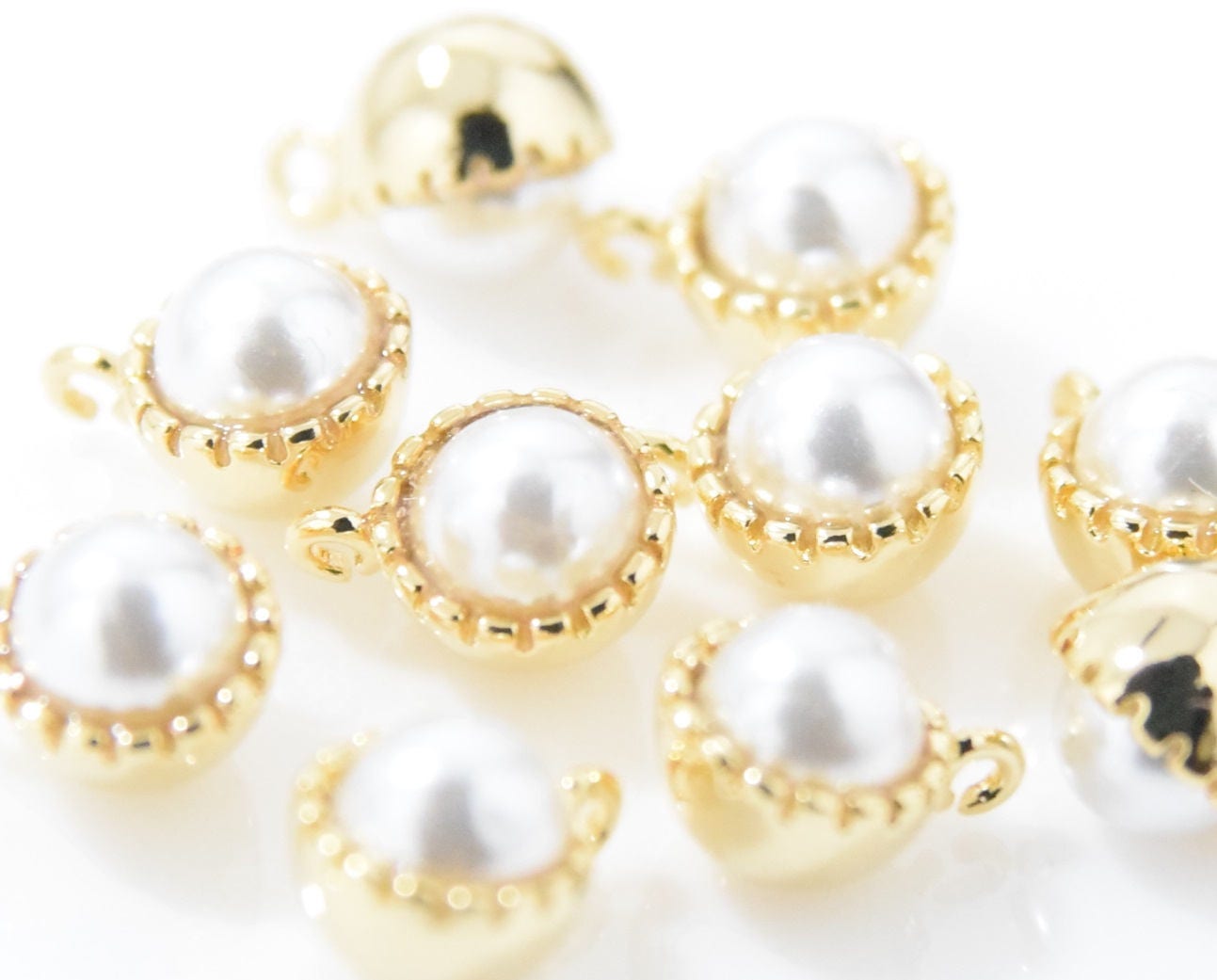 Tiny Pearl Pendant large . Tiny Pearl Charm . Round Pearl | Etsy