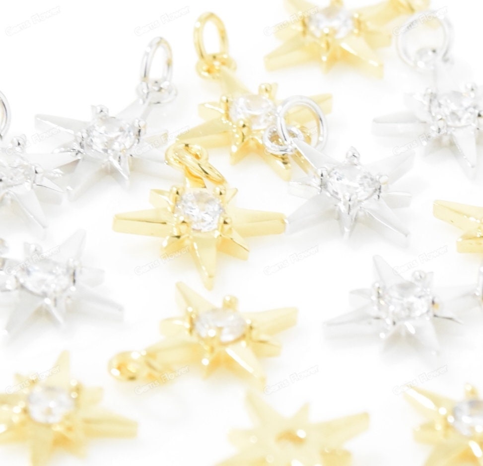 White Cubic Star Pendant . Cubic Star Charm . Cubic Star Beads | Etsy