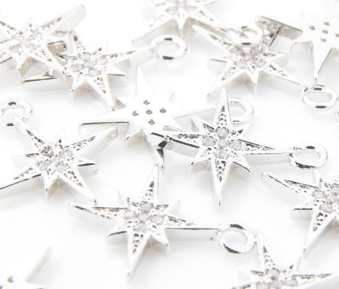 Cubic Star Pendant . Cubic Star Charm . Star Beads . Bridal Jewelry ...
