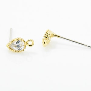 Cubic Teardrop Post Earring . Wedding Jewelry . 925 Sterling Silver ...