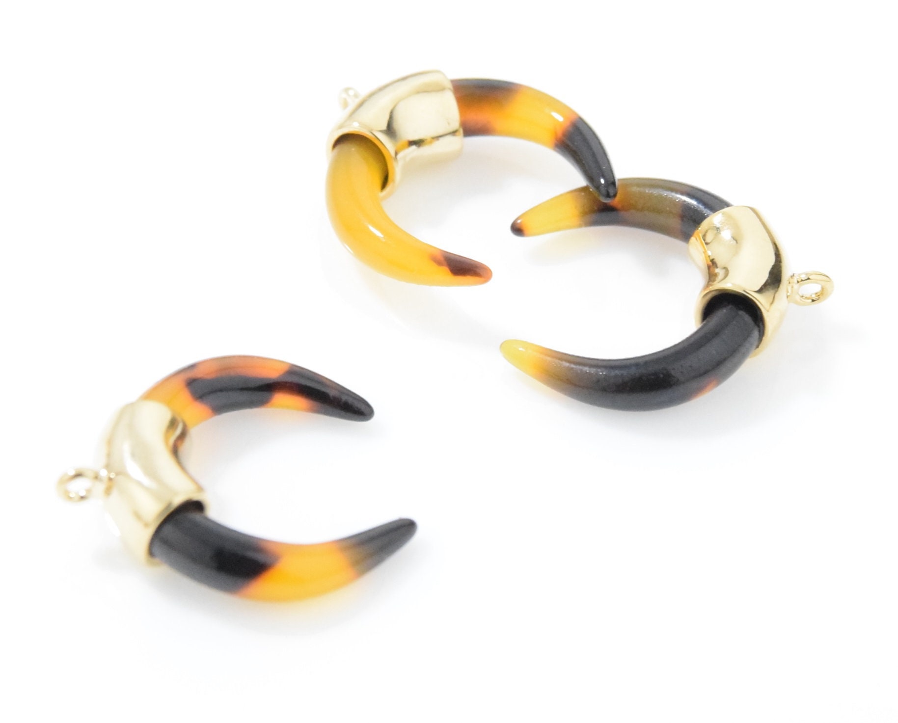 Leopard Gemstone Ox Horn Pendant . Gemstone Bull Horn Charm . - Etsy