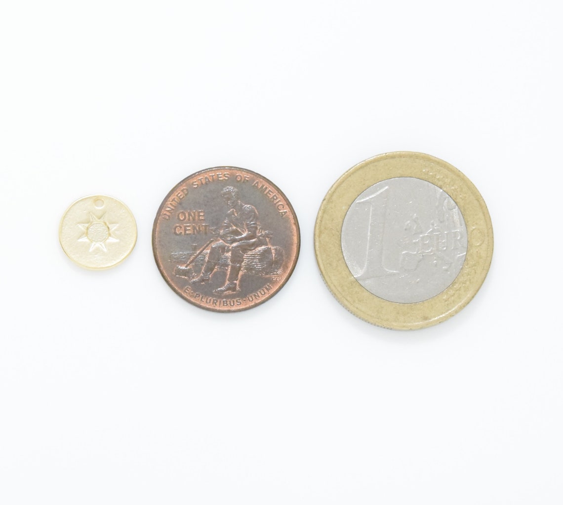 Sun Coin Pendant . Sun Coin Charm . Sun Coin Beads . 16K Matte - Etsy