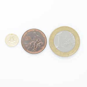 Sun Coin Pendant . Sun Coin Charm . Sun Coin Beads . 16K Matte Gold ...