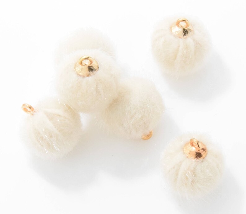 Ivory Fluffy Ball Pendant . White Soft Ball Pendant . Fur Ball - Etsy