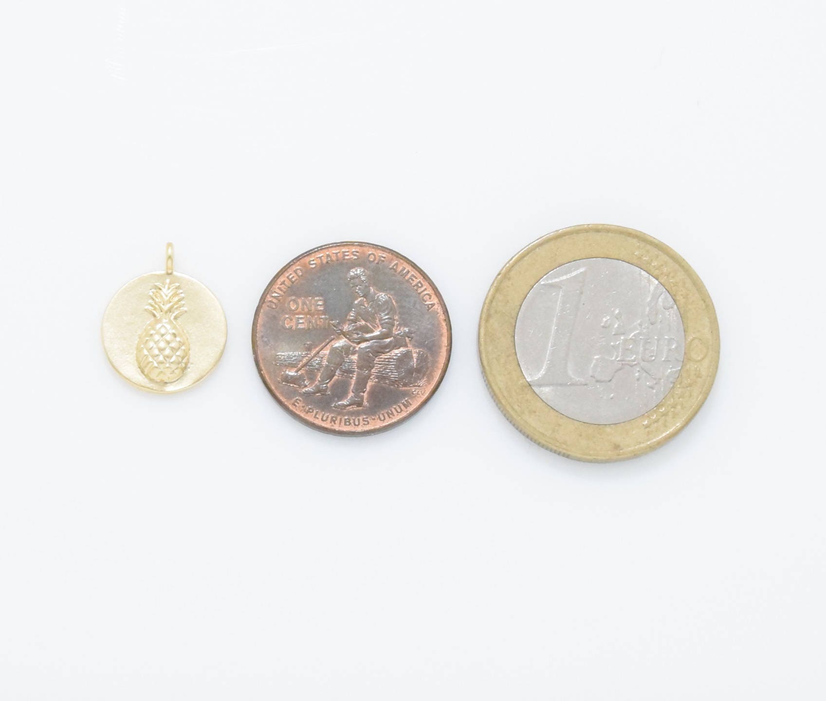 Pineapple Pendant . Pineapple Charm . Coin Pendant . Coin | Etsy