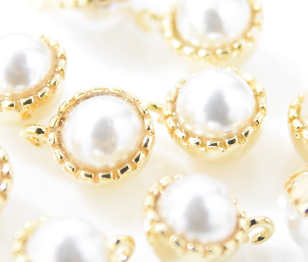 Tiny Pearl Pendant large . Tiny Pearl Charm . Round Pearl | Etsy