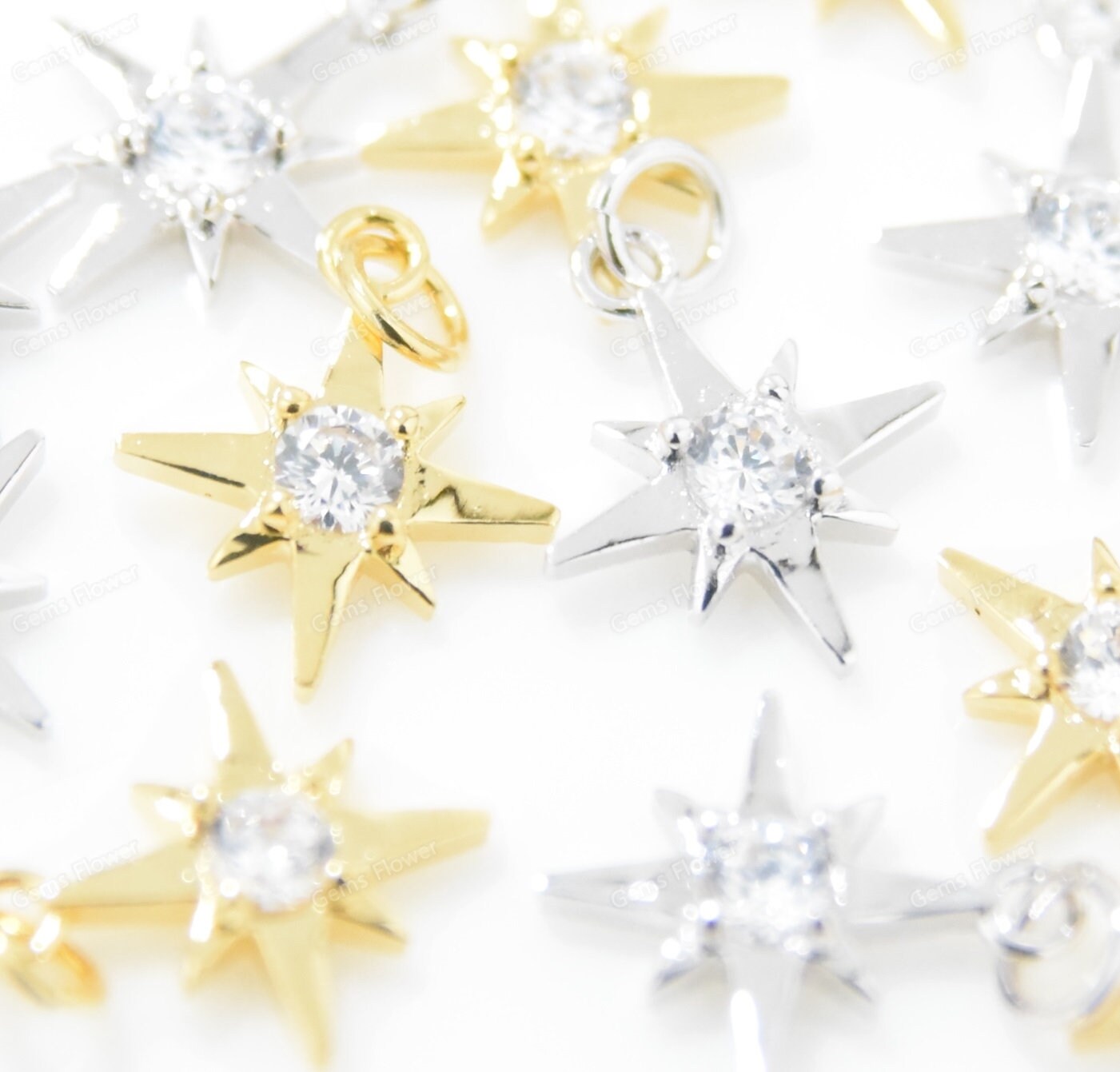 White Cubic Star Pendant . Cubic Star Charm . Cubic Star Beads ...
