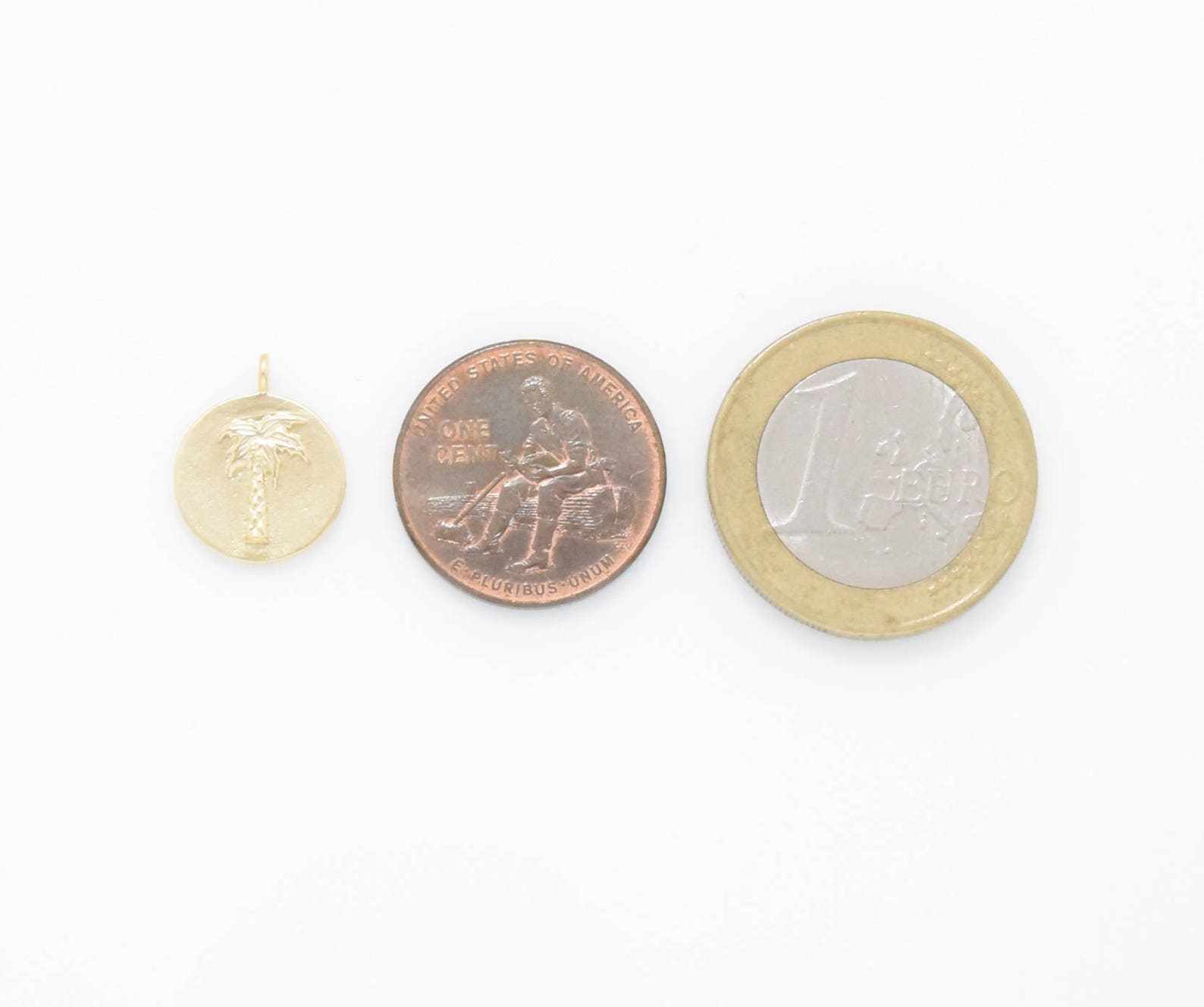 Palm Tree Pendant . Palm Tree Charm . Coin Pendant . Coin | Etsy
