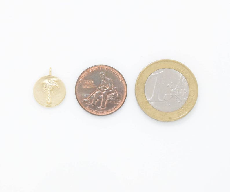 Palm Tree Pendant . Palm Tree Charm . Coin Pendant . Coin Charm ...