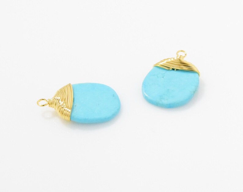 Flat Turquoise Pendant . Turquoise Charm . Turquoise Bead . | Etsy