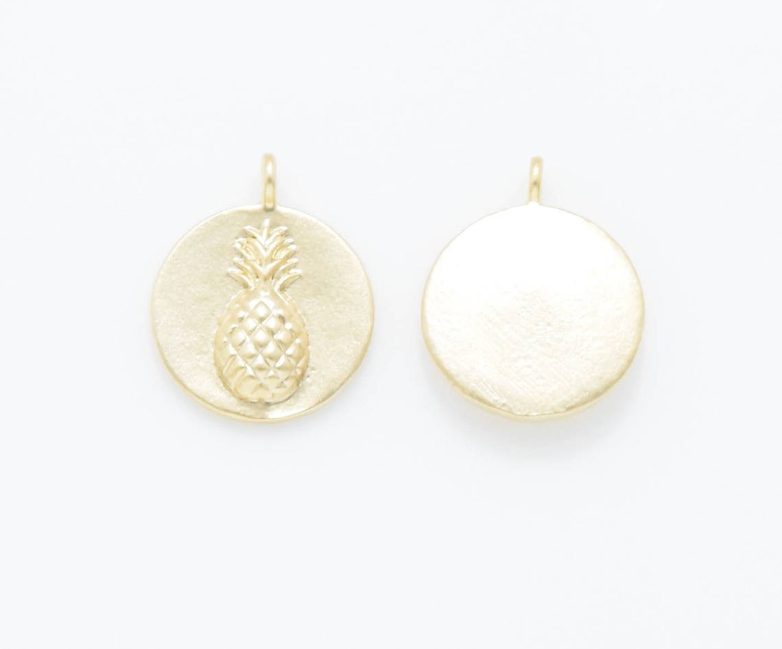 Pineapple Pendant . Pineapple Charm . Coin Pendant . Coin - Etsy