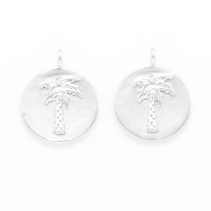 Palm Tree Pendant . Palm Tree Charm . Coin Pendant . Coin Charm ...