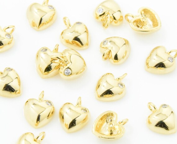 Cubic Heart Pendant . Tiny Heart Charm . Heart Bead . Wedding - Etsy