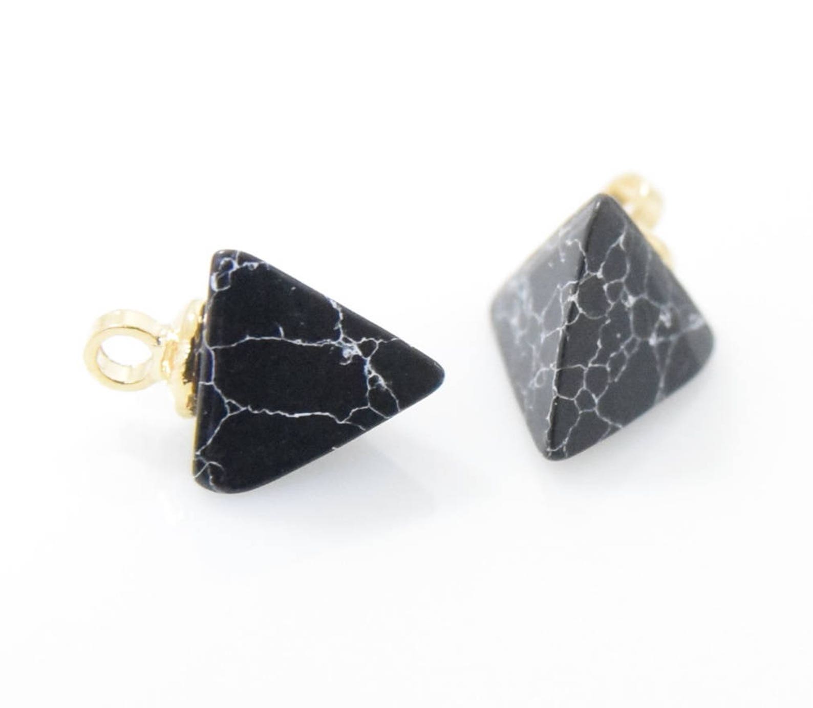Black Howlite Pyramid Pendant. Turquoise Pyramid Pendant. - Etsy