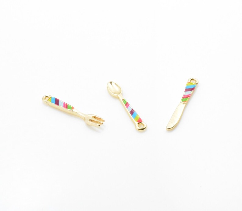 Rainbow Pattern Spoon Pendant . Tiny Spoon Charm . Cutlery Pendant ...